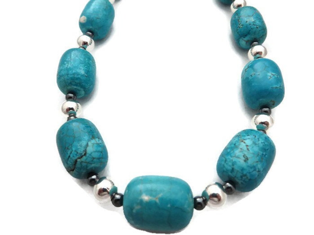 Turquoise Blue Necklace Turquoise Necklace Chunky Blue - Etsy