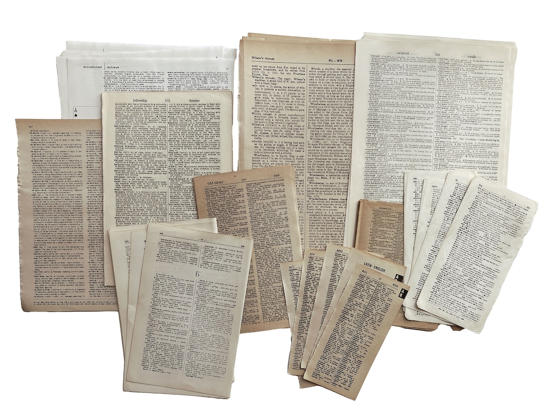 Vintage Dictionary Pages 5 Each From 10 Different Dictionaries ...