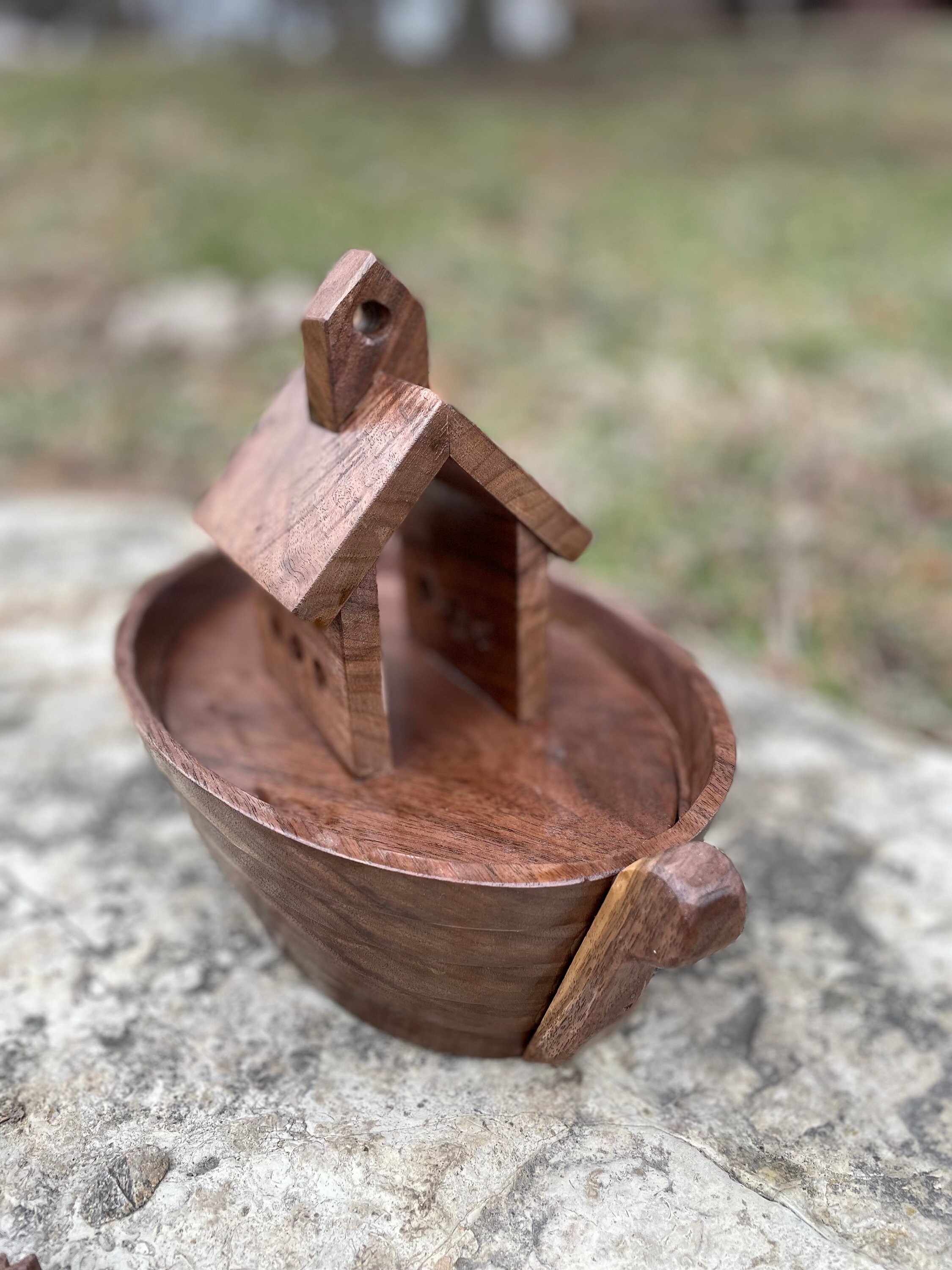 Handmade Walnut Toy Noahs Ark With Animals With Removable Top/bible ...