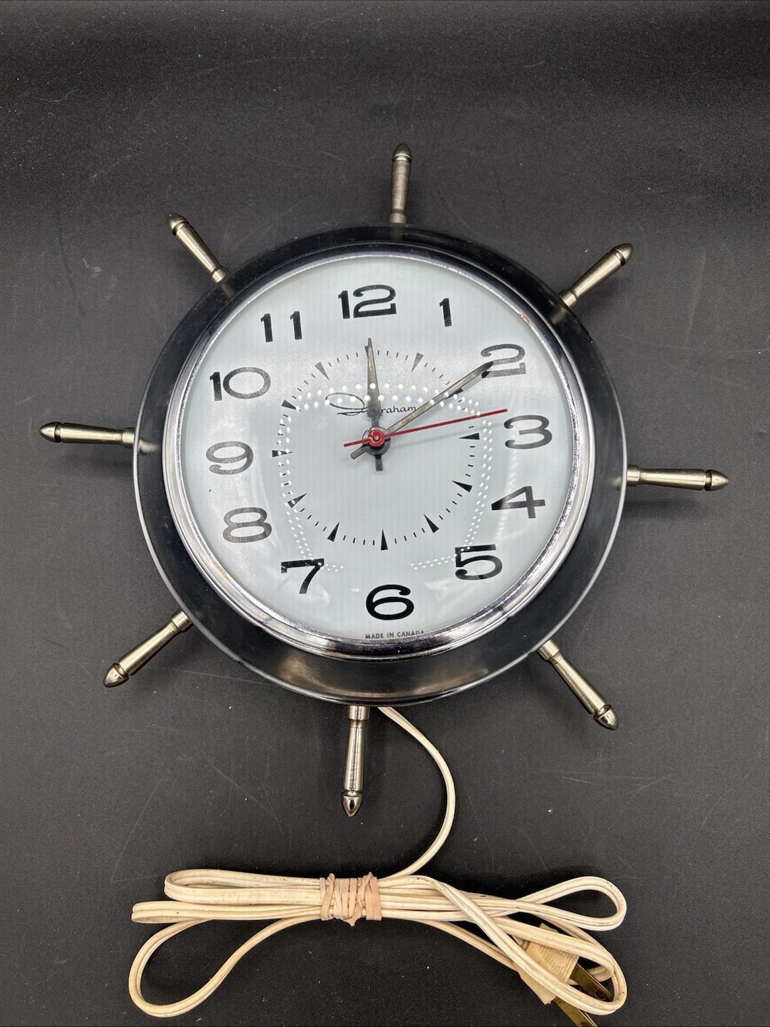 Ingraham Mid Century Small Atomic Wall Clock Plug in Electric - Works ...