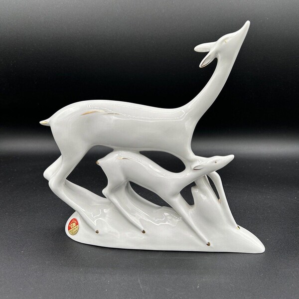 White Ceramic Deer - Etsy