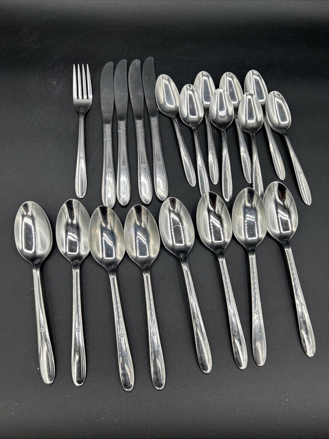 21 Everlasting Stainless Atomic Flatware Solid Handle Knives, Spoons ...