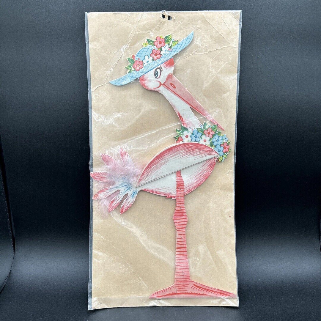 Vintage 1960s Die Cut Honeycomb Decorative Tissue Stork Centerpiece ...