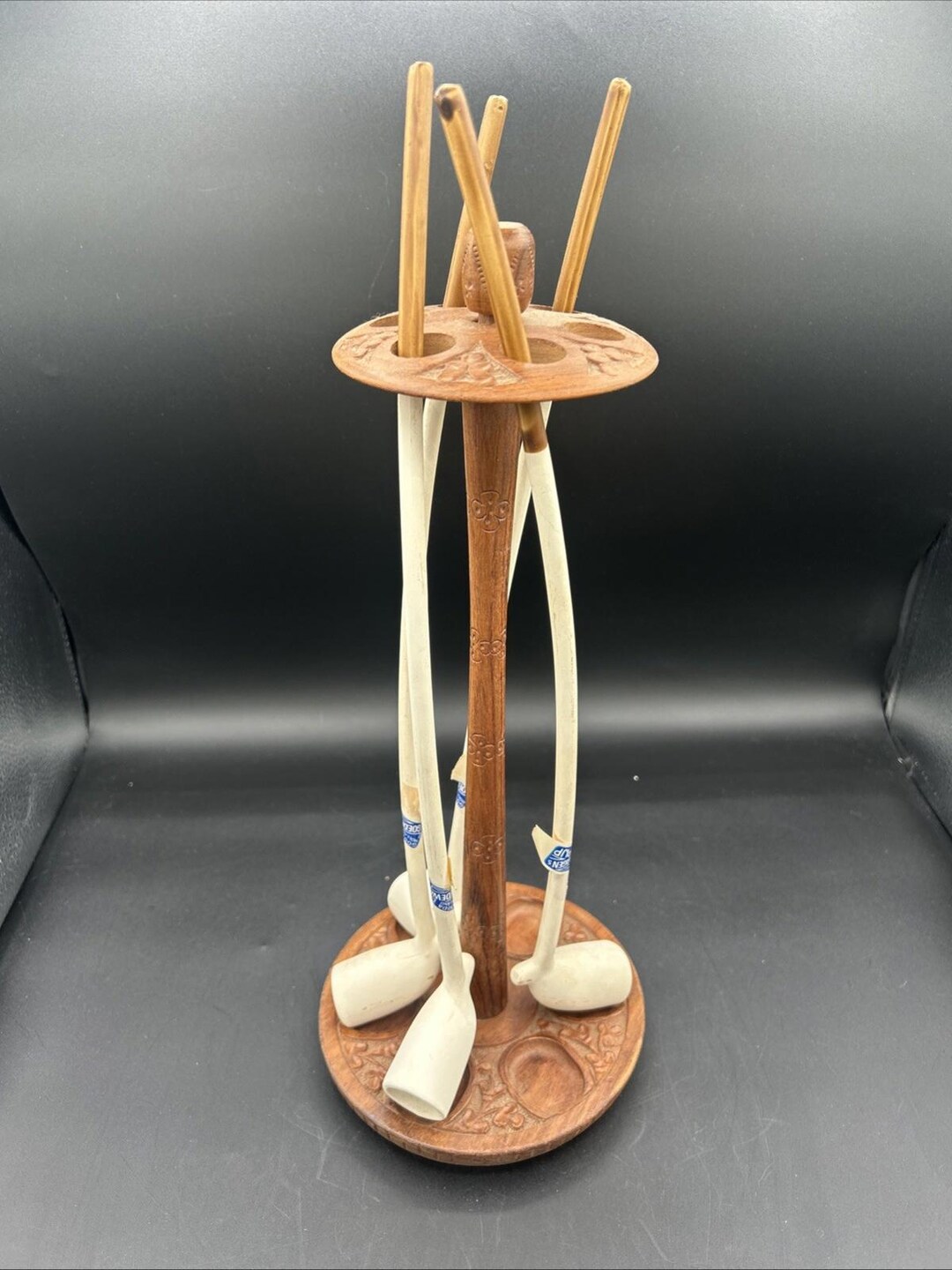 Vintage Gouda Long Clay Pipes With Wood Stand, Holland - Etsy