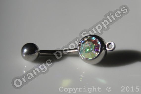 Crystal AB Bottom Stone Belly Button Rings 14 Gauge Surgical | Etsy