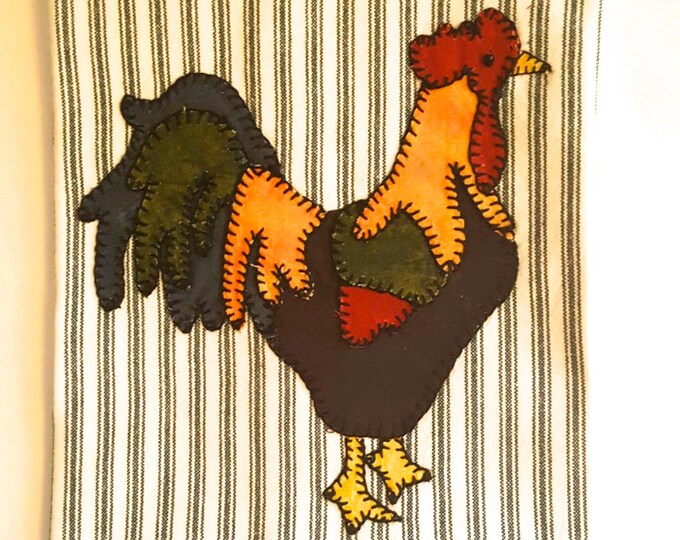 Applique Tea Towel, Rooster Tea Towel, Rooster Applique, Rooster Applique Tea Towel, Rooster ...