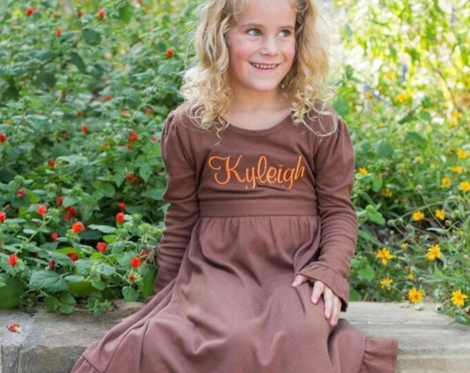 Girls Monogram Dress Long Sleeve, Personalized Dress, Toddle Winter ...