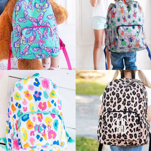 Girls Monogrammed Backpack and Lunch Box Personalized Book Bag - Etsy