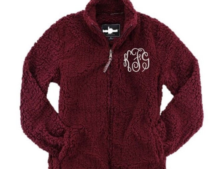 Monogram Sherpa, Monogram Sherpa Full Zip Women's Jacket, Monogrammed ...