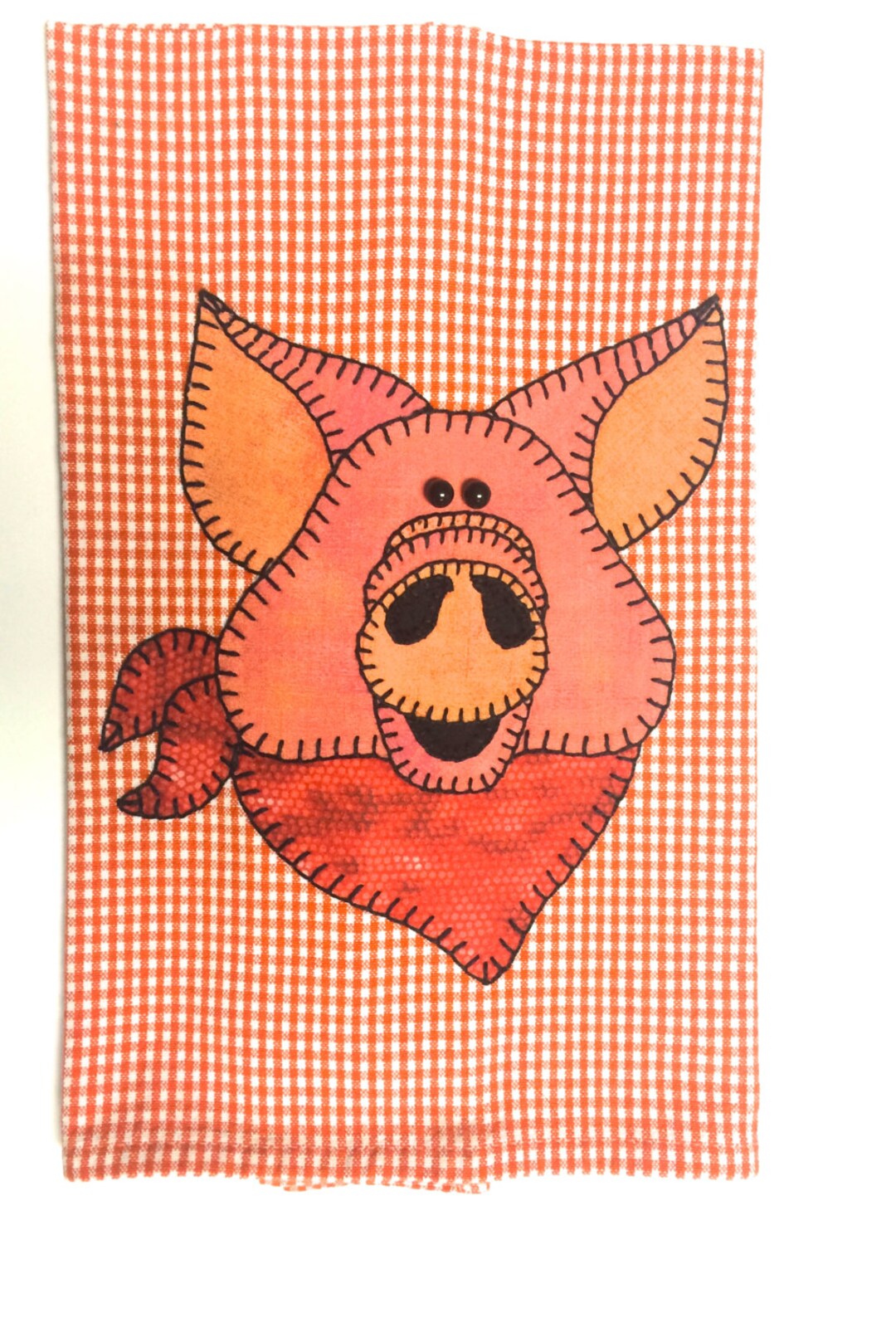 Pig Applique Kitchen Towel, Pig Applique Tea Towel, Pig Applique, Farm ...