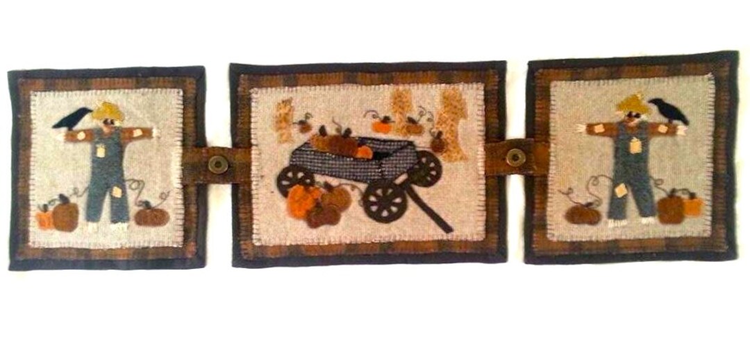 Thanksgiving Scarecrow Handmade Applique Wool Penny Mat, Thanksgiving ...