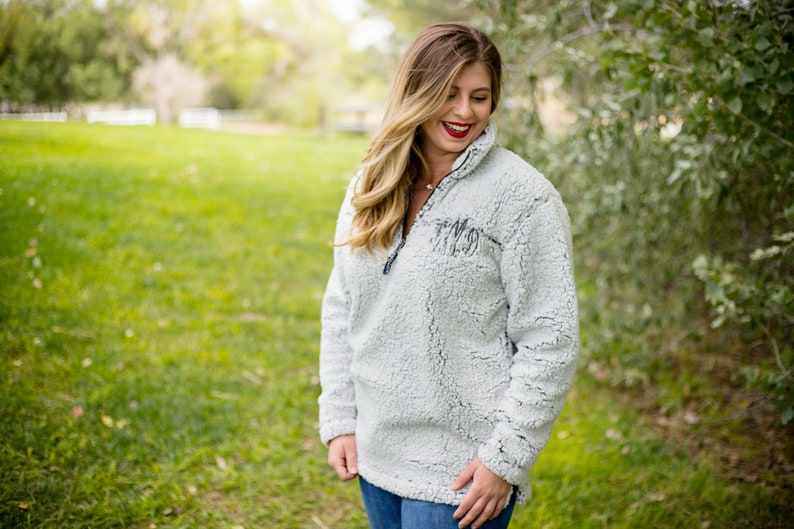 Monogram Quarter Zip Monogrammed Sherpa Pullover Monogram - Etsy