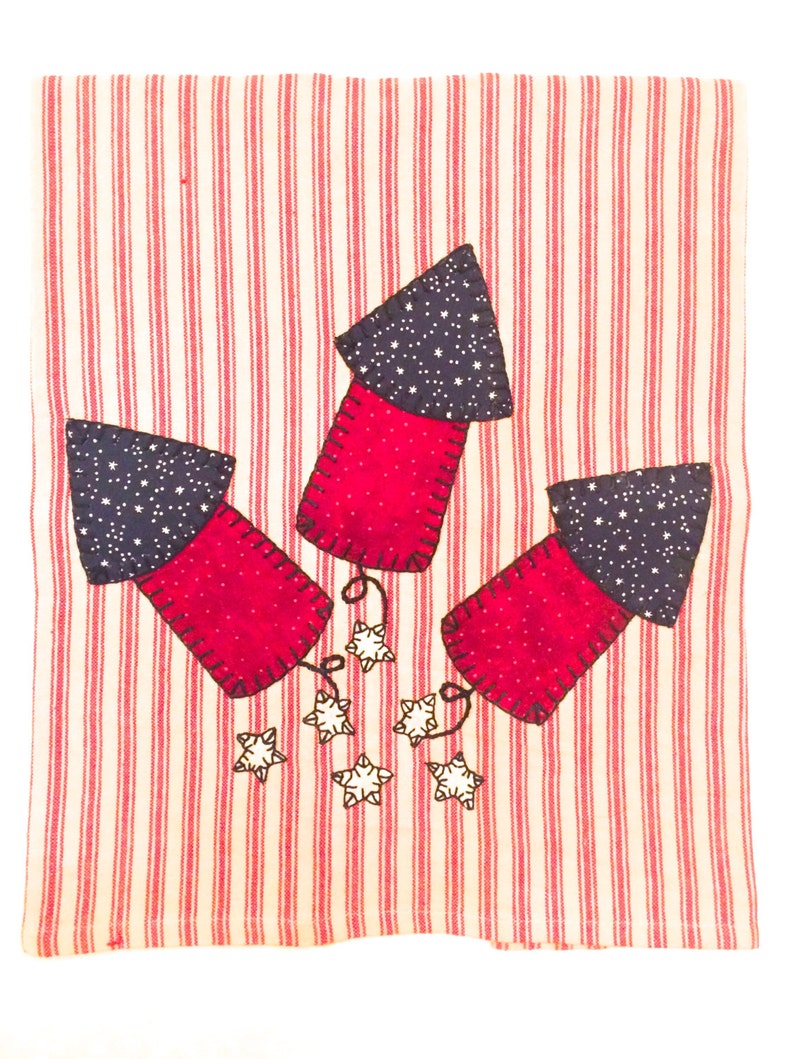 4th of July Fireworks Applique Tea Towel Summer Applique - Etsy