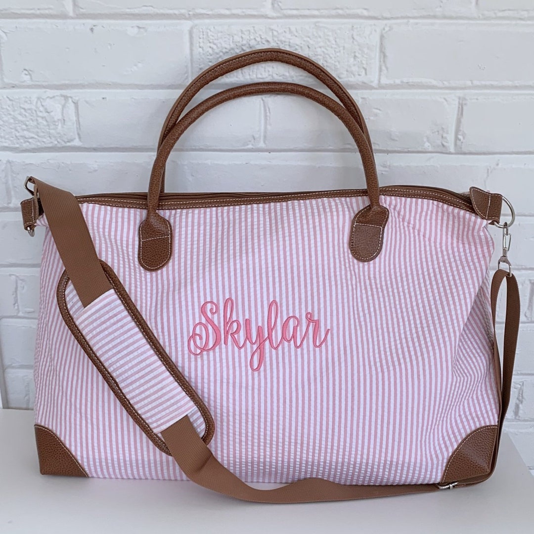 Monogram Weekender Bag, Monogram Duffle Bag, Seersucker Weekender ...