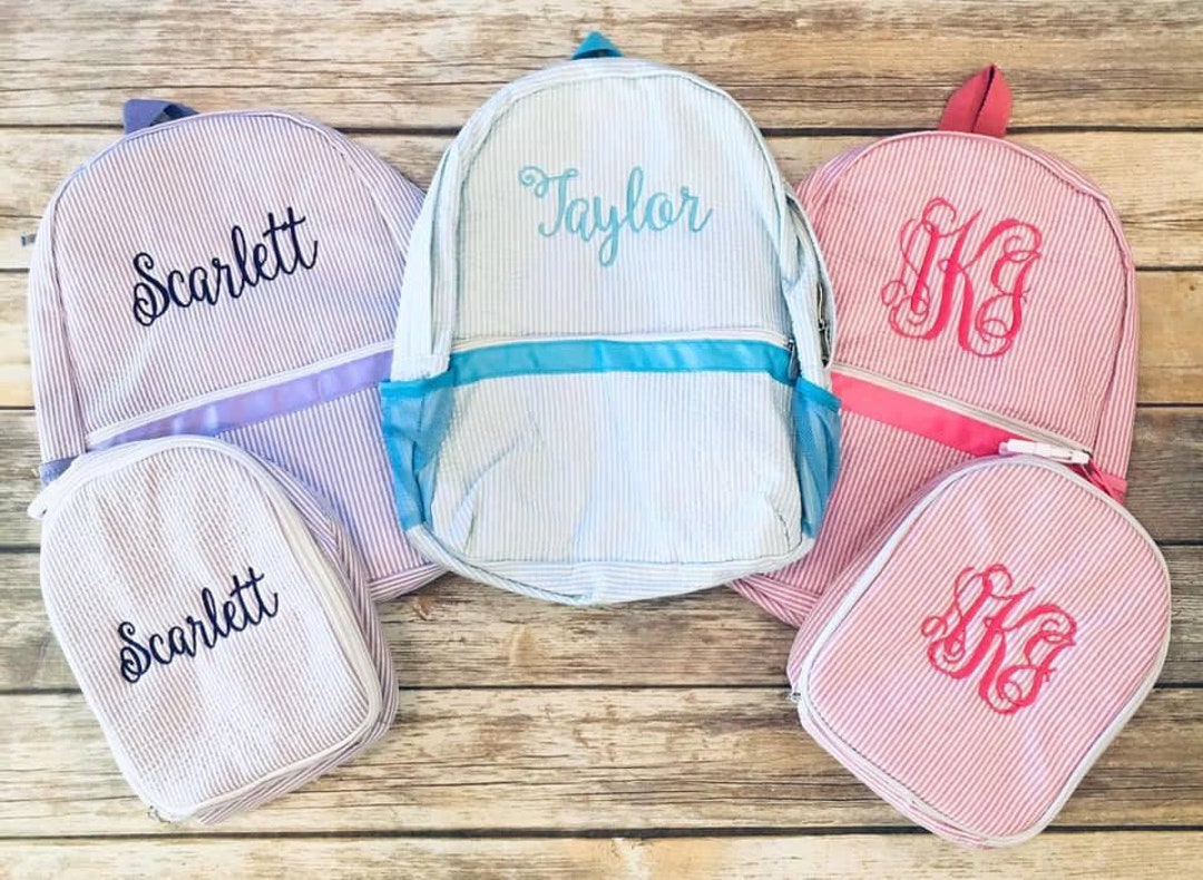 Monogram Backpack, Personalized Backpack, Seersucker Backpack ...