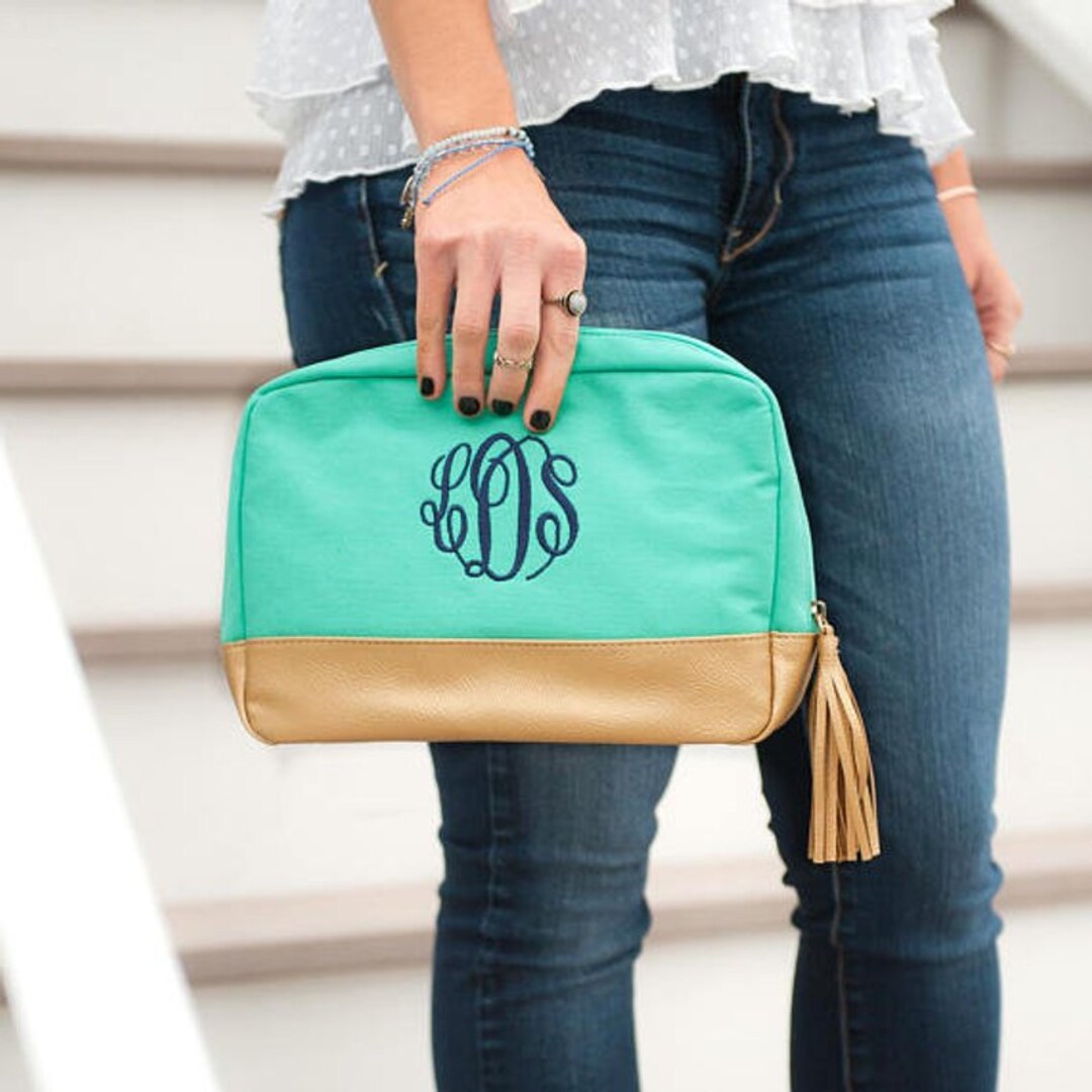 Monogrammed Cosmetic Bag, Monogram Cosmetic Bag, Monogrammed Make up ...