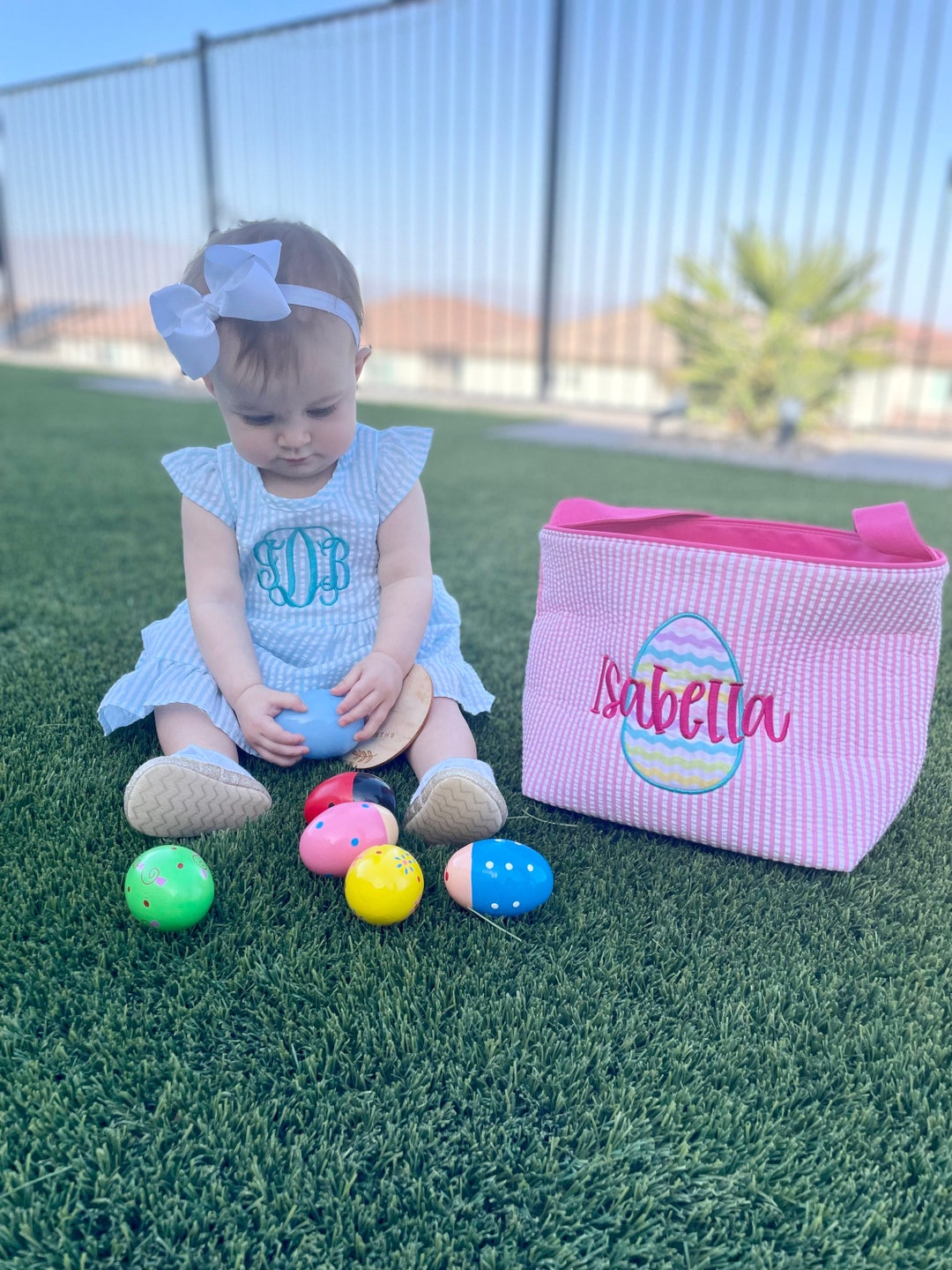 Monogram Easter Bucket, Monogram Easter Baskets, Monogram Easter Bag, Easter Baskets ...