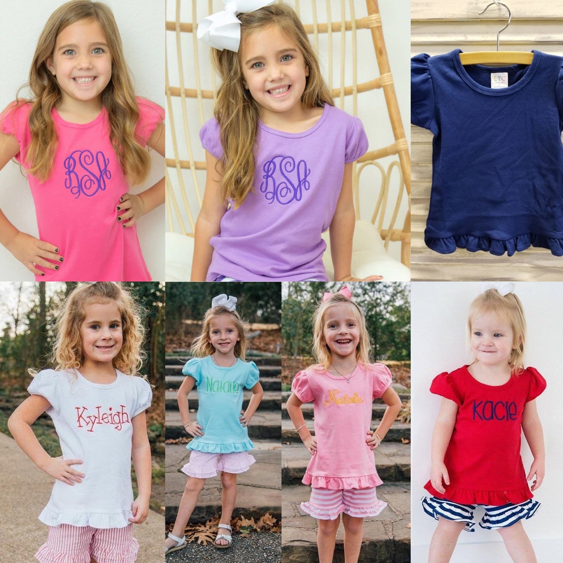 Girls Monogram Outfit Girls Two Piece Monogram Outfit Baby | Etsy