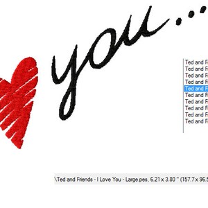 I LOVE YOU Machine Embroidery Design in 3 SIZES by My Valentine Instant ...