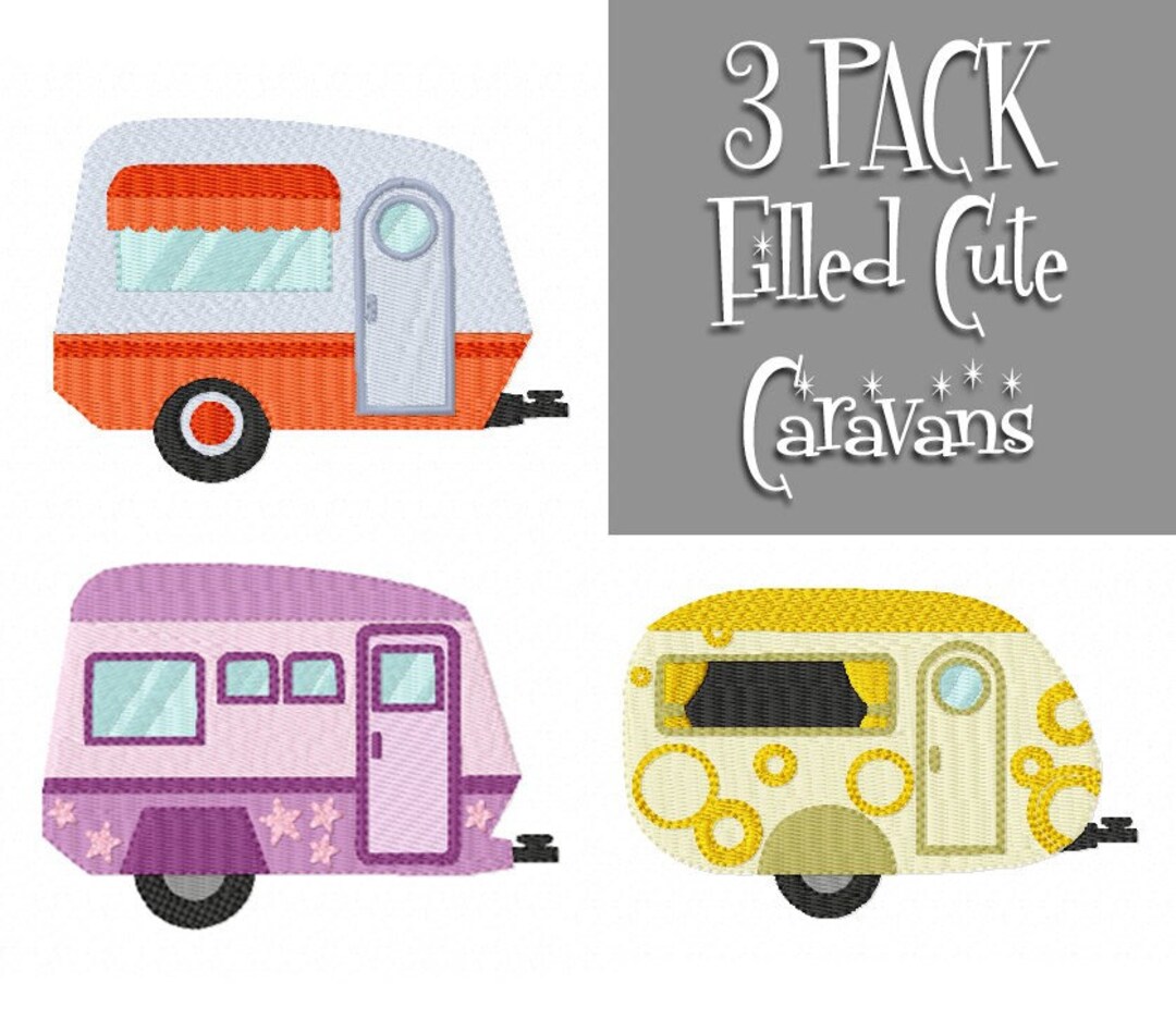 CARAVAN Multipack 3 Filled Caravan Machine Embroidery Designs Instant ...