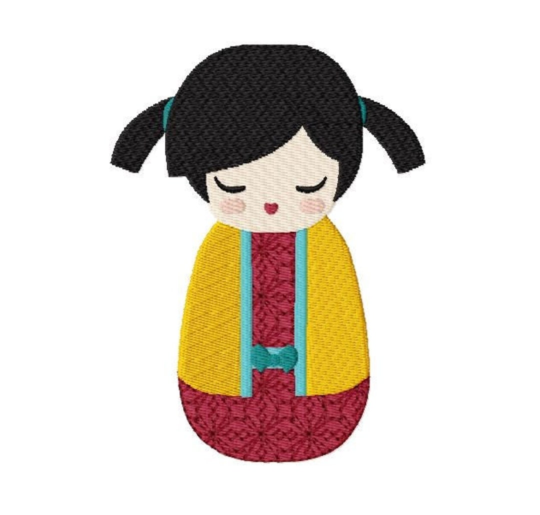 Japanese Geisha 2 Machine Embroidery Design in 2 Sizes Instant Download ...