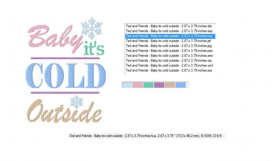 Baby It's Cold Outside ~ Machine Embroidery Design in 2 Sizes - Instant ...
