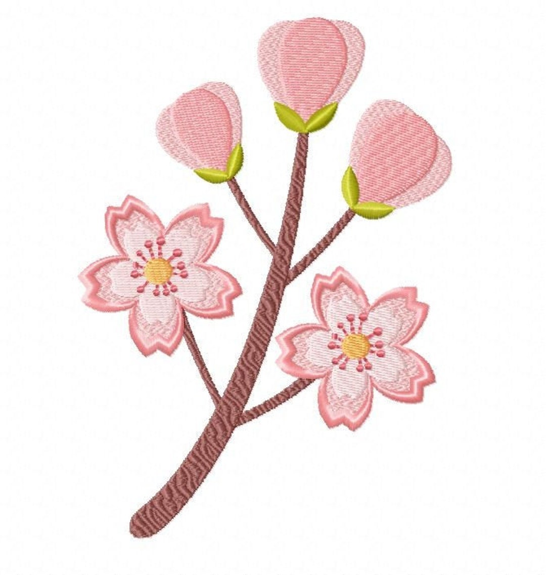 Cherry Blossom Machine Embroidery Design in 2 Sizes Instant - Etsy