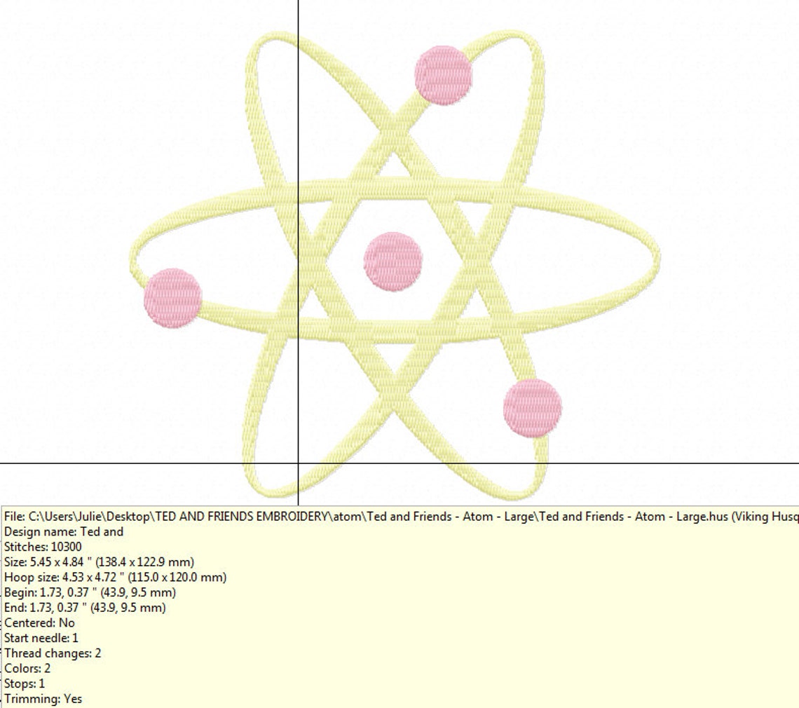 Atom Proton Neutron Electron Filled Machine Embroidery - Etsy