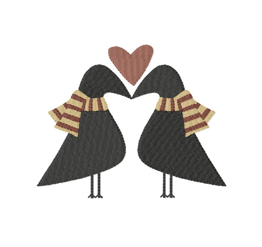 I LOVE You CROW Machine Embroidery Design in 2 Sizes Instant Download ...