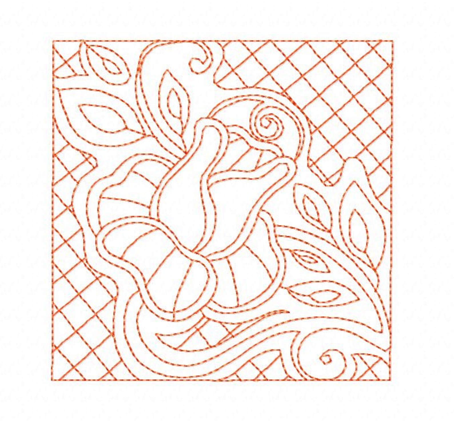 Redwork Rose Quilting Blocks Set of 4 Machine Embroidery - Etsy