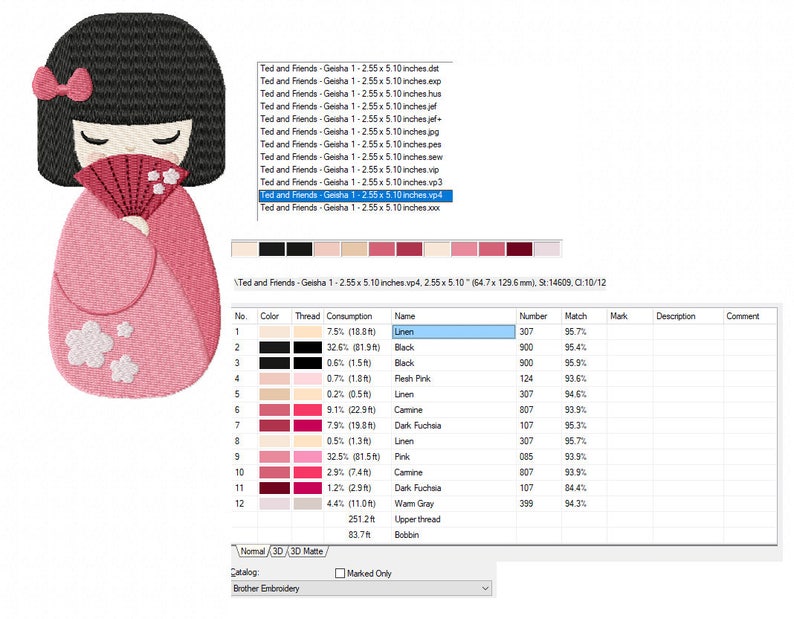 Japanese Geisha 1 ~ ~ Machine Embroidery Design ~ Instant Download - Etsy