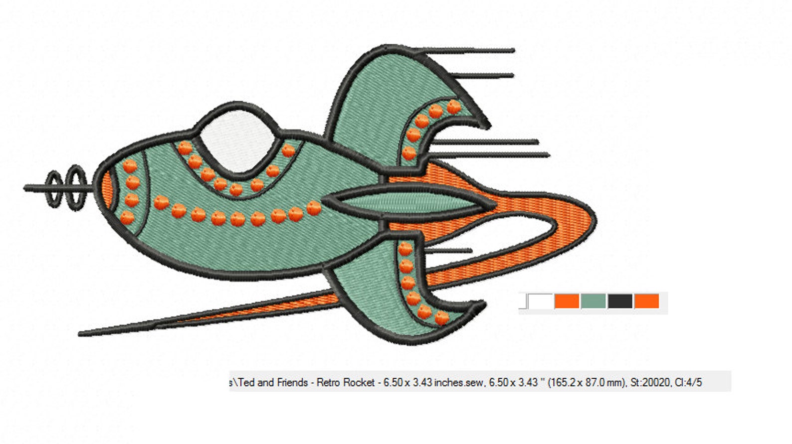 RETRO Rocket Machine Embroidery Design in 2 Sizes Instant - Etsy