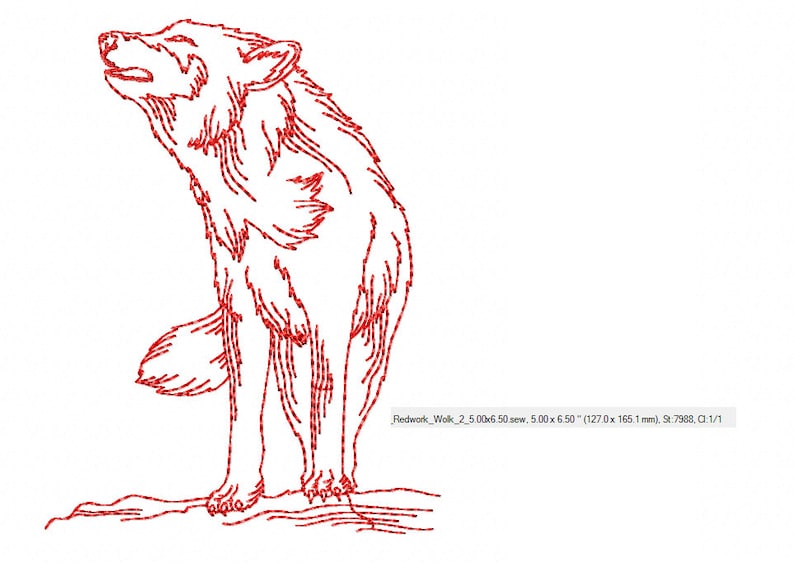 Howling Wolf 2 Redwork Machine Embroidery Design in 3 - Etsy