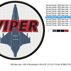BSG Viper Logo - Machine Embroidery Design - Battlestar Galactica ...