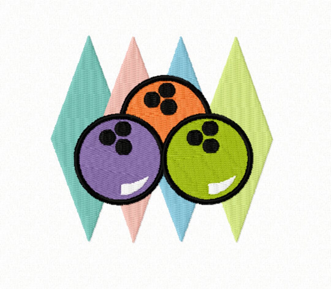 Lets Go Bowling Retro Bowling Machine Embroidery Design in 2 Sizes ...