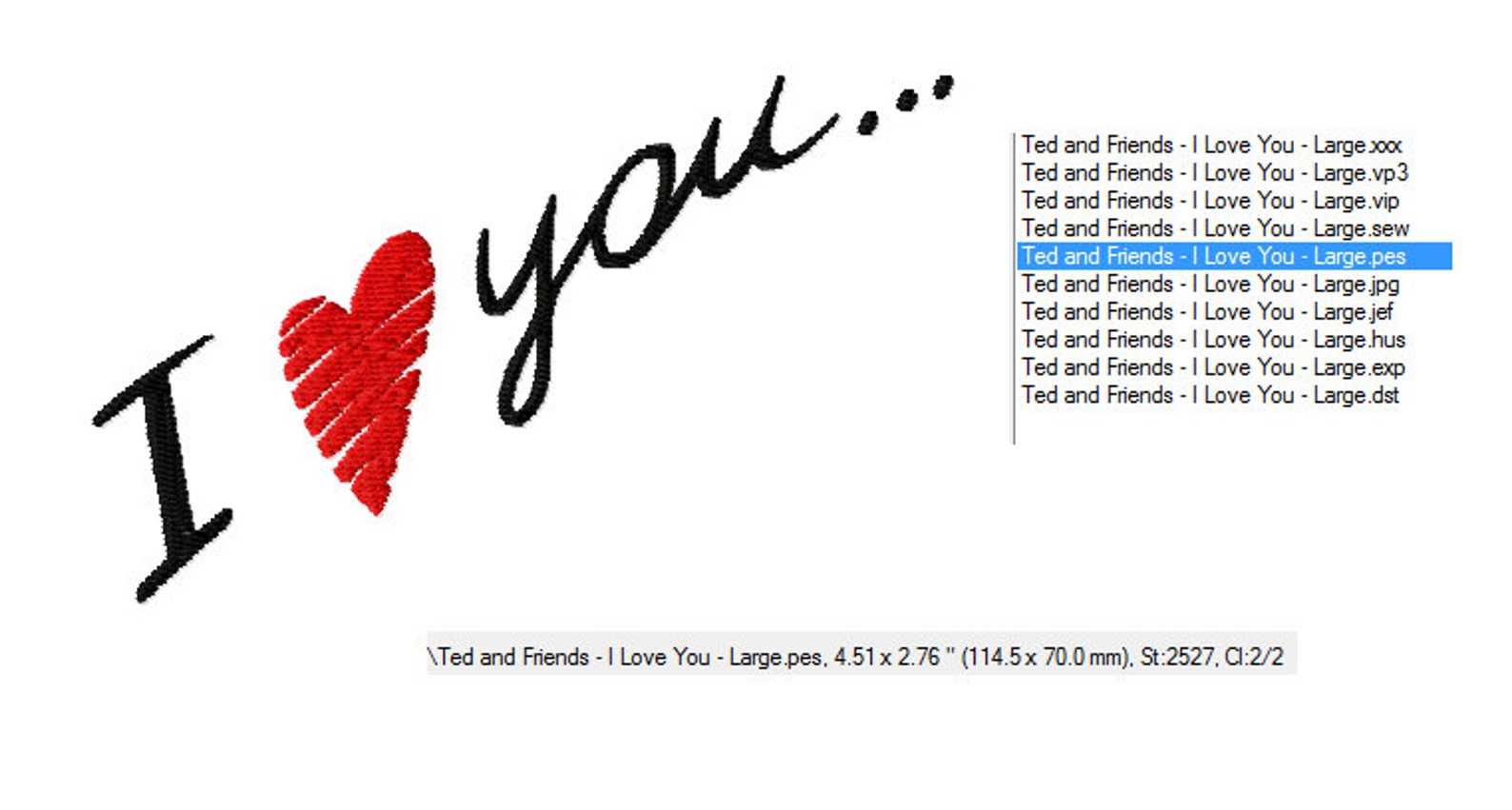 I LOVE YOU Machine Embroidery Design in 3 SIZES by My - Etsy