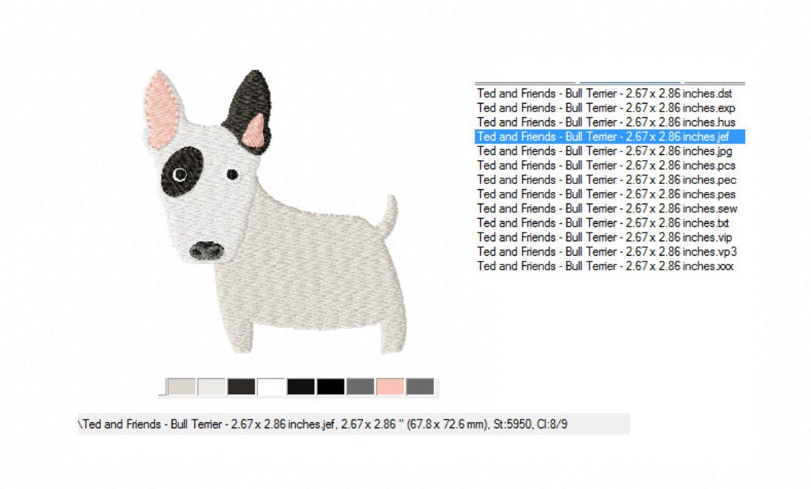 Bull Terrier Embroidery Designs Machine Embroidery Design in - Etsy