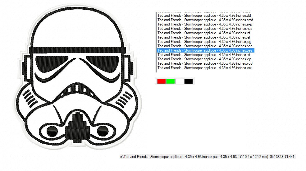 STORMTROOPER Applique ~ Machine Embroidery Design in 2 Sizes - Instant ...