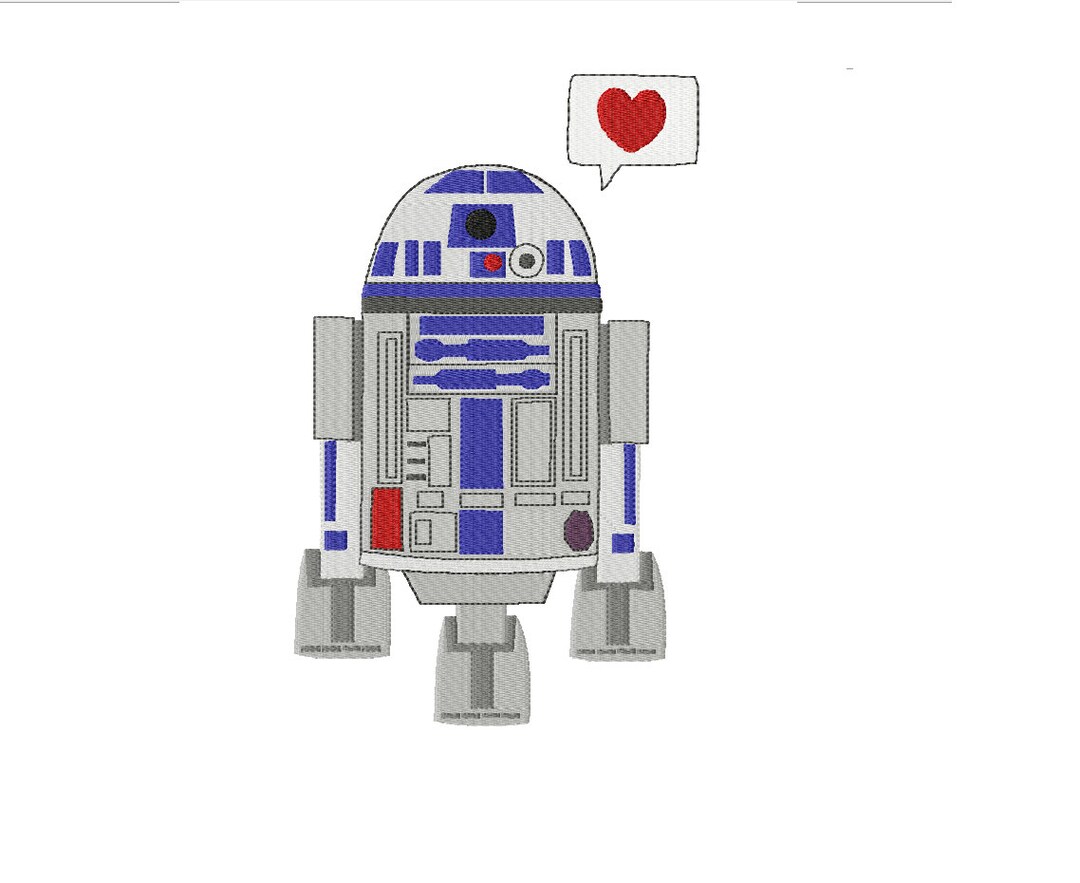 R2D2 in 2 Designs With Heart and Without Heart Star Wars Filled Machine ...