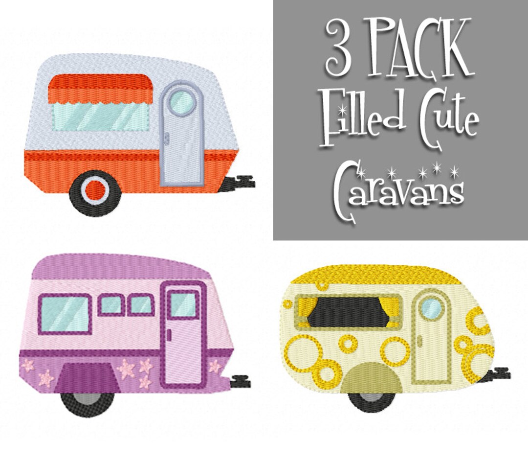 CARAVAN Multipack 3 Filled Caravan Machine Embroidery Designs Instant ...