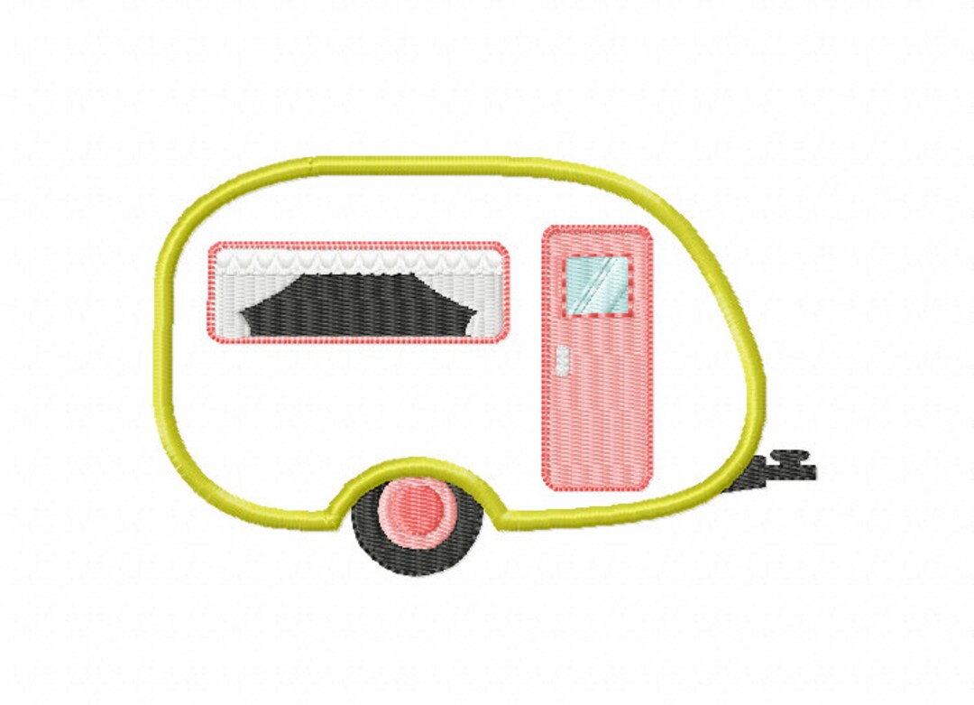 Applique Caravan Going on a Summer Holiday Machine Embroidery Design in ...