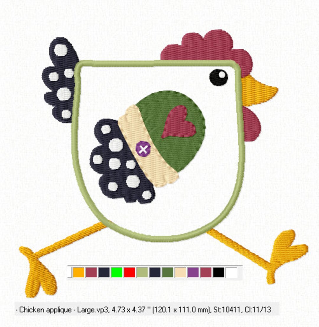 Here Chook Chook Chook Applique CHICKEN Machine Embroidery Design ...