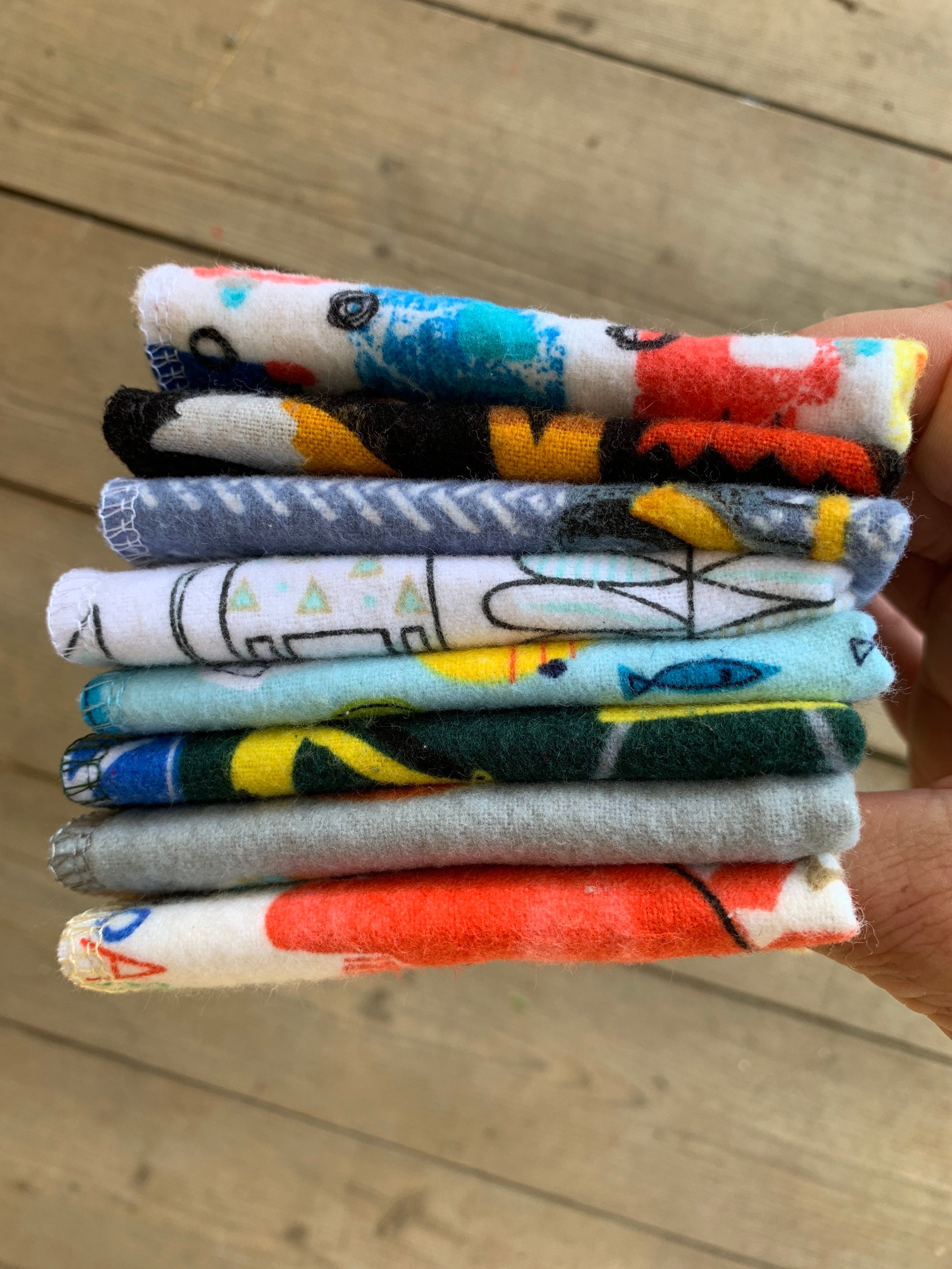 8 Pack Reusable Cloth Baby Wipes 8 Pack Boys Random Assorted Mixture ...