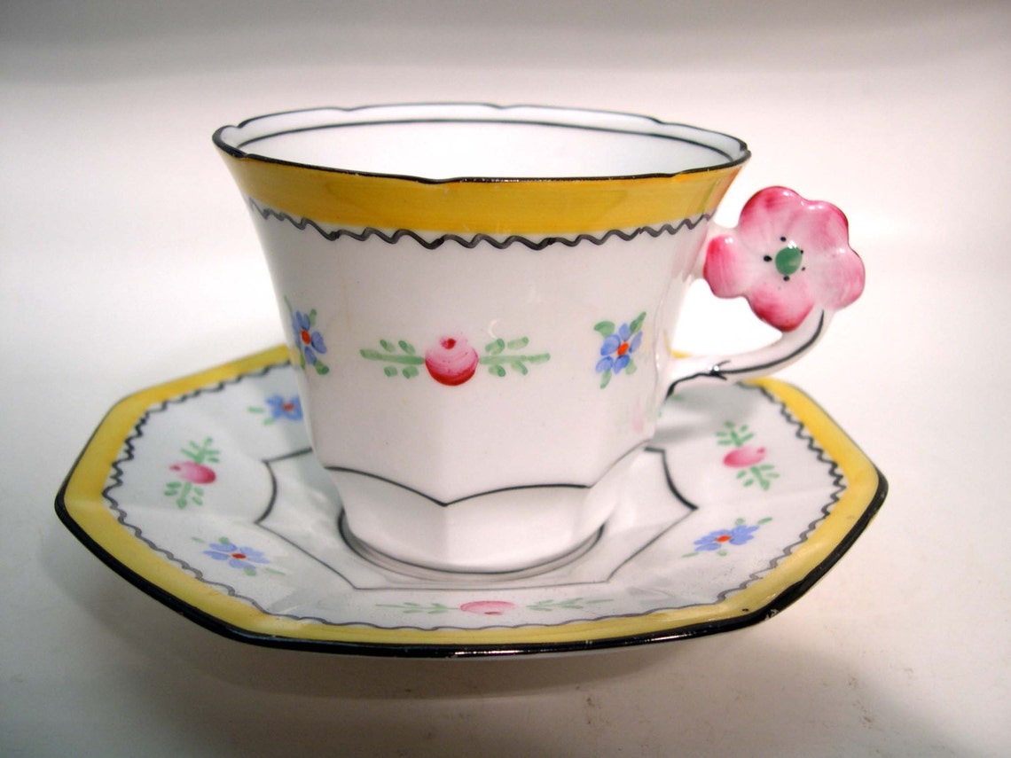 Rare Antique Melba Flower Handle Tea Cup and Saucer Set Hand - Etsy Canada