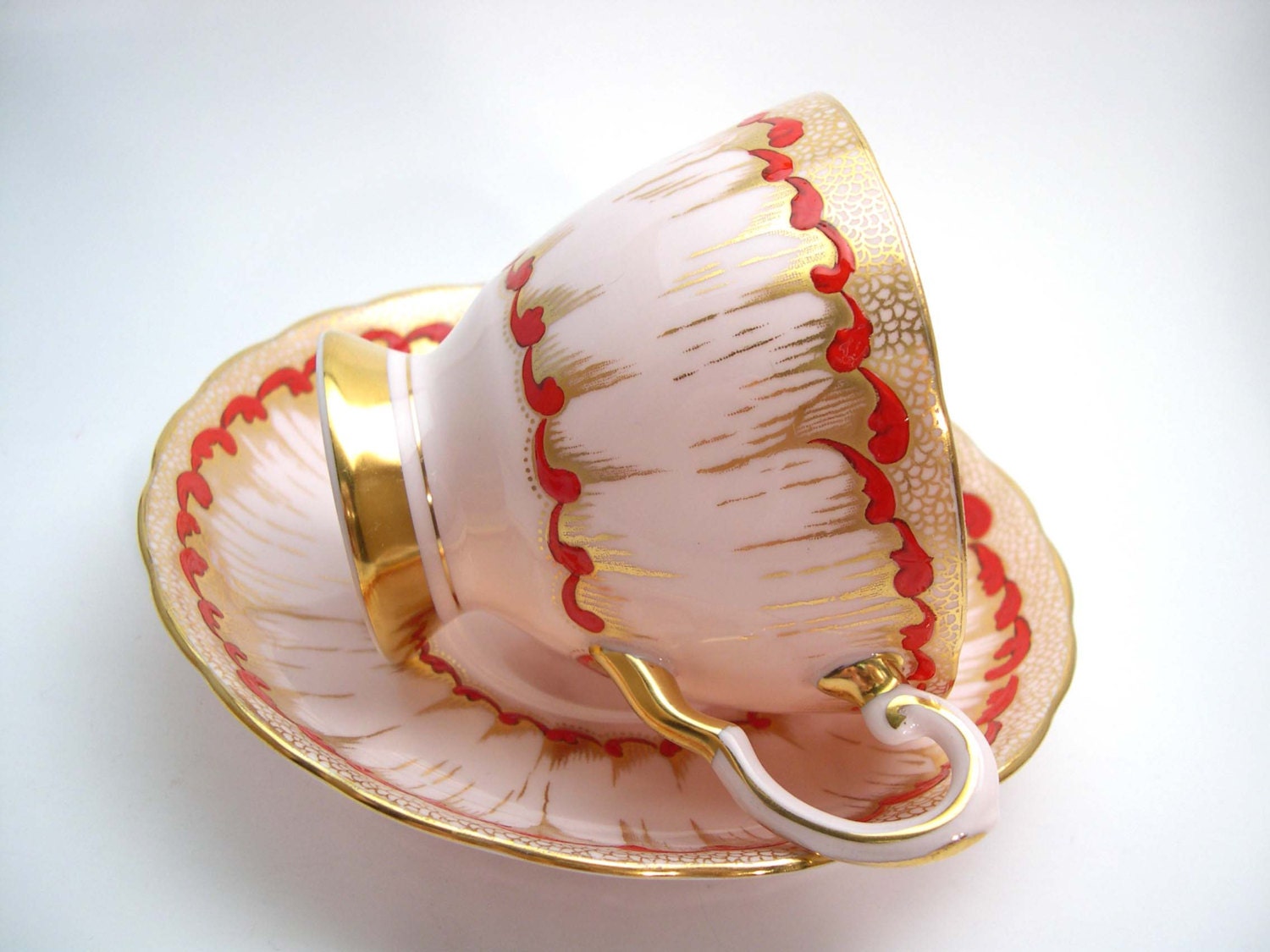 Antique Tuscan Tea Cup And Saucer Handpainted tea cup | Etsy