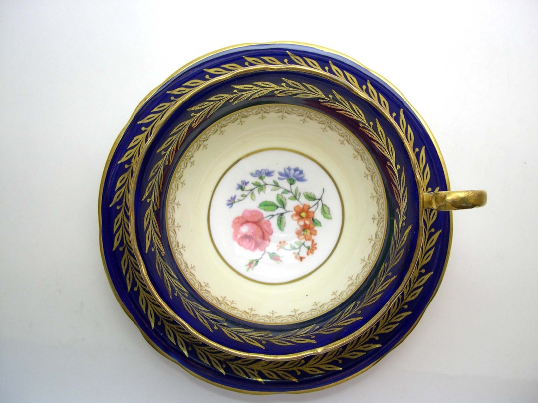 Antique Aynsley Cobalt Blue Tea Cup and Saucer, English Tea Cup Set ...