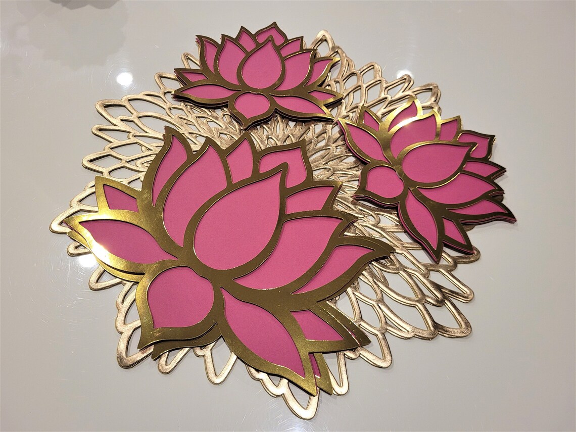 3 Lotus Flowers for Decor Lotus Flower Backdrop 3D Gold Wall - Etsy