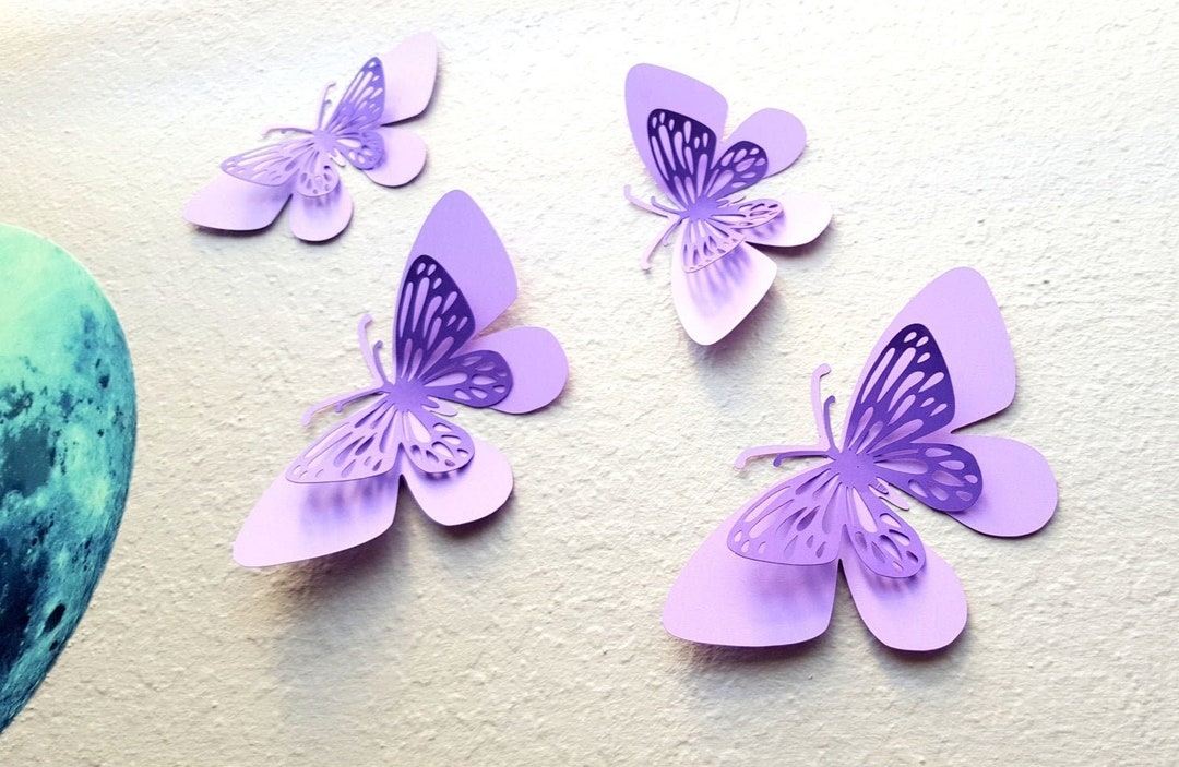 Purple Butterfly Wall Decor , Purple Wall Art, 3D Butterfly Wall Decal ...