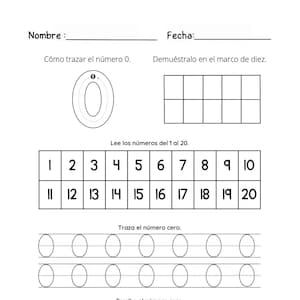 Tracing and Writing Numbers 1-20 Spanish Worksheet - Etsy
