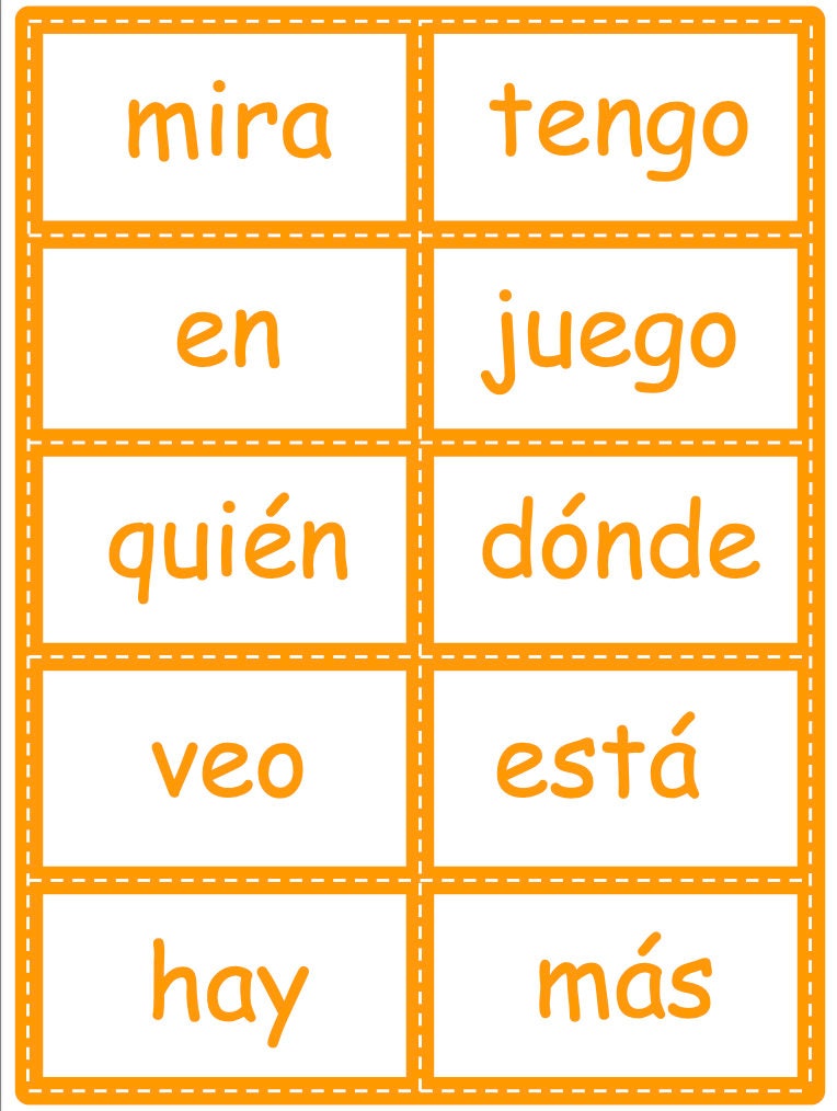 1st Grade Spanish Sight Words, High Frequency Words Flashcards - Etsy